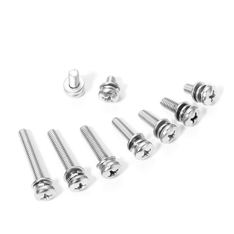GB 9074.4 十字槽盘头螺钉、平垫和弹垫组合 GB9074.4大盘头组合螺丝 不锈钢SUS304-华人螺丝网